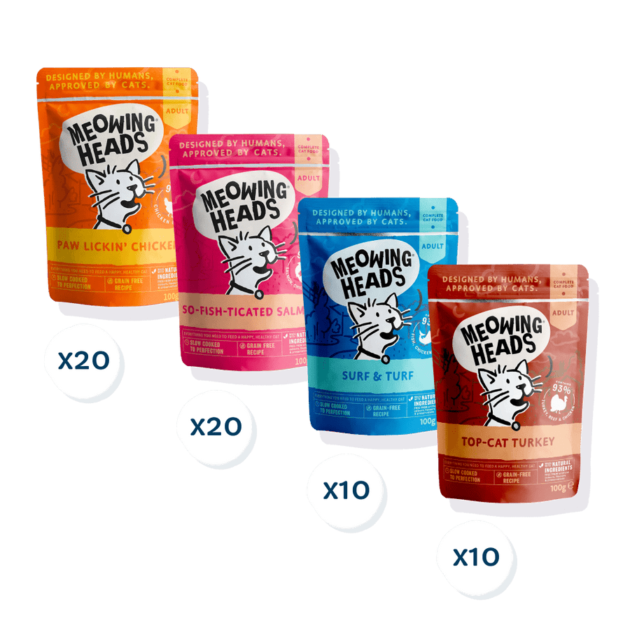 Meowing Heads Mega Pack Wet Cat Food 60 x 100g – Barking Heads ...